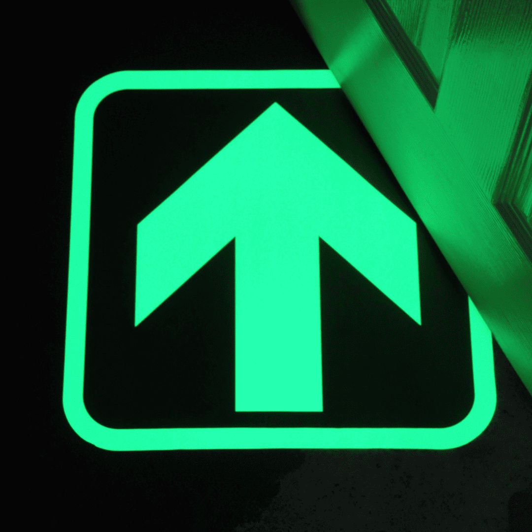 Glow In The Dark Directional Floor Signs - Photoluminescent Signs